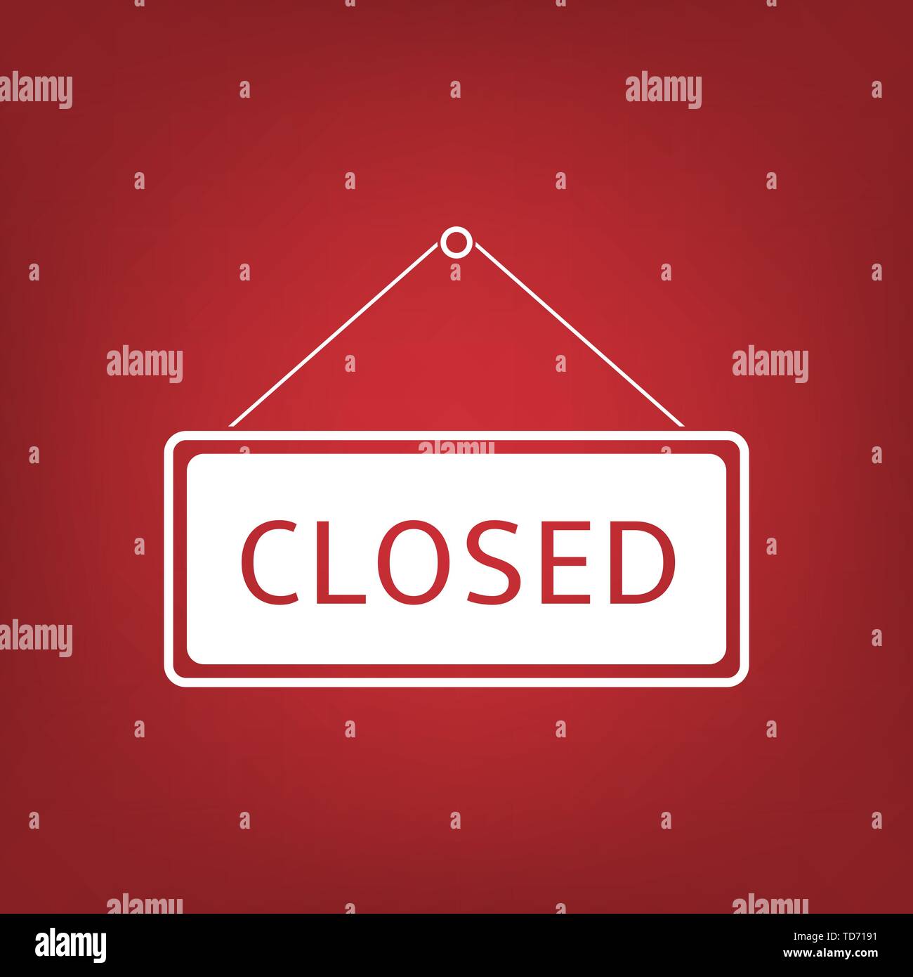White Closed Hanging sign template isolated. Vector illustration Stock ...