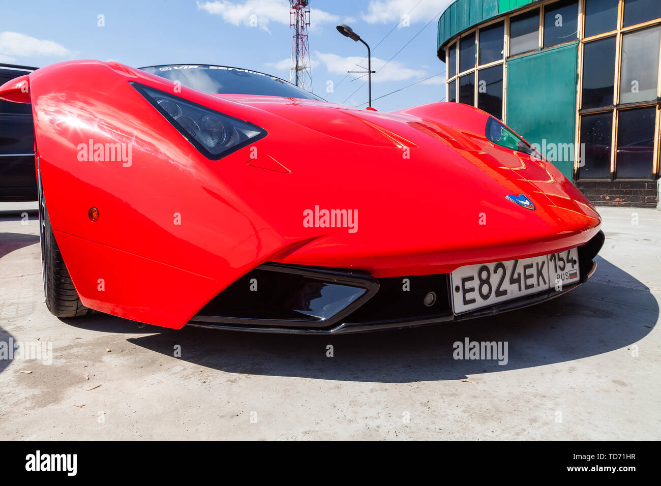 Novosibirsk, Russia - 06.12.2019: Marussia Motors model B1 in red color ...
