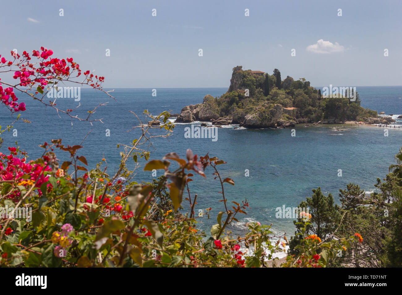 Taormina Sicily scenic panorama of Isola Bella and the beautiful ...