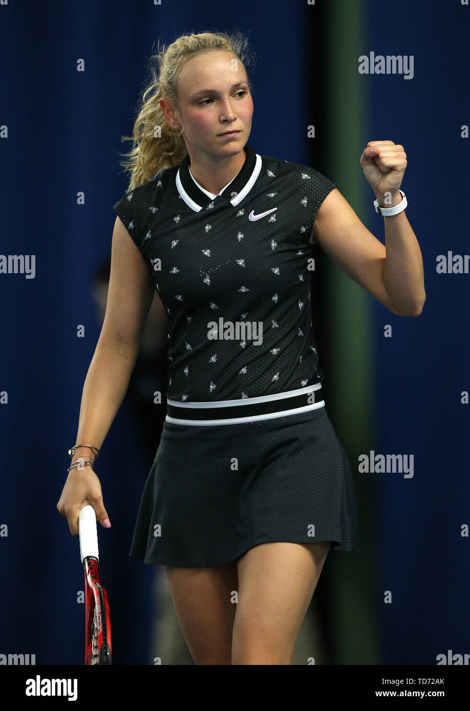 Donna Vekic reacts after winning her match during day six of the Nature ...