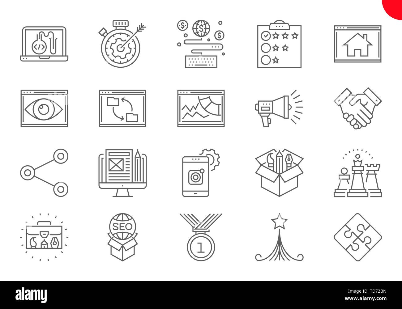 Thin Line Icons Set of Search Engine Optimization Stock Vector Image ...