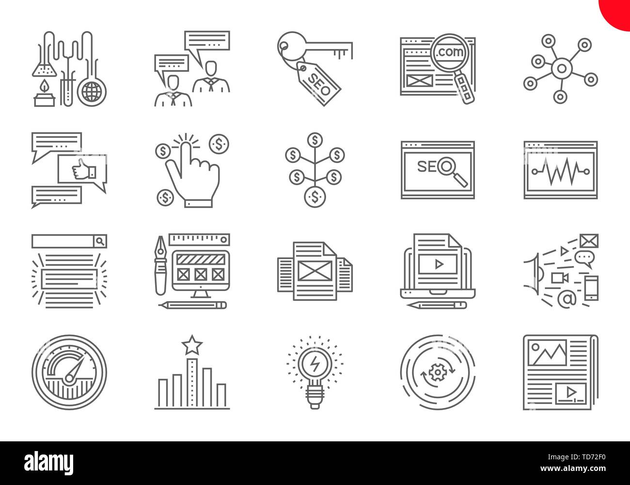 Thin Line Icons Set of Search Engine Optimization Stock Vector Image ...