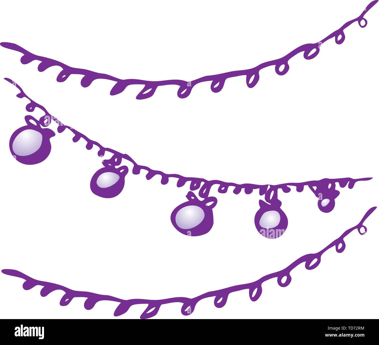 Christmas toy garland on a white background hand draw isolated Vector ...