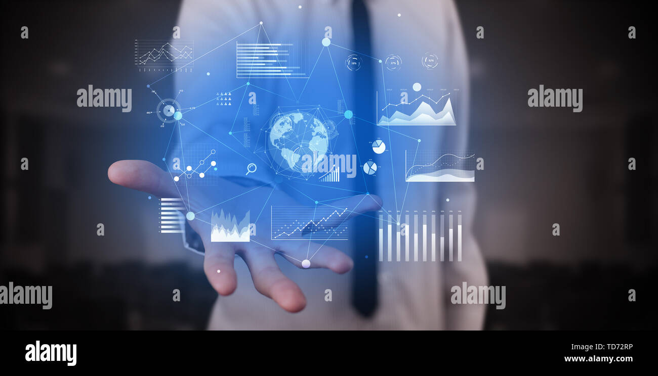 Elegant hand global charts, international business concept Stock Photo ...