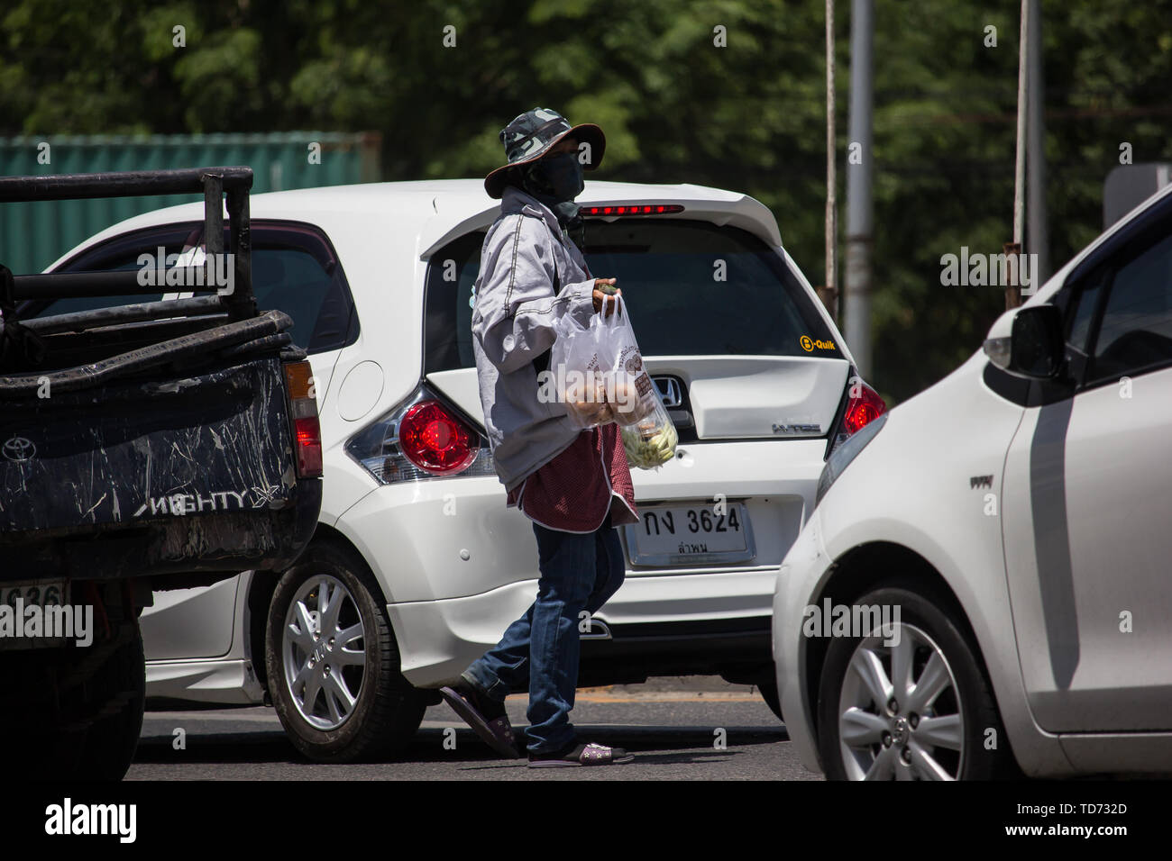 Chiangmai, Thailand - June 4 2019: Man Sale Donut on Road Intersection ...