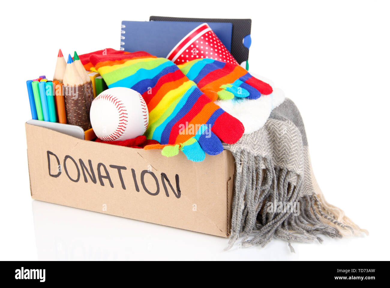 Donation box isolated on white Stock Photo - Alamy