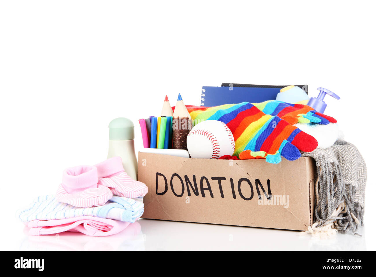 Donation box isolated on white Stock Photo - Alamy