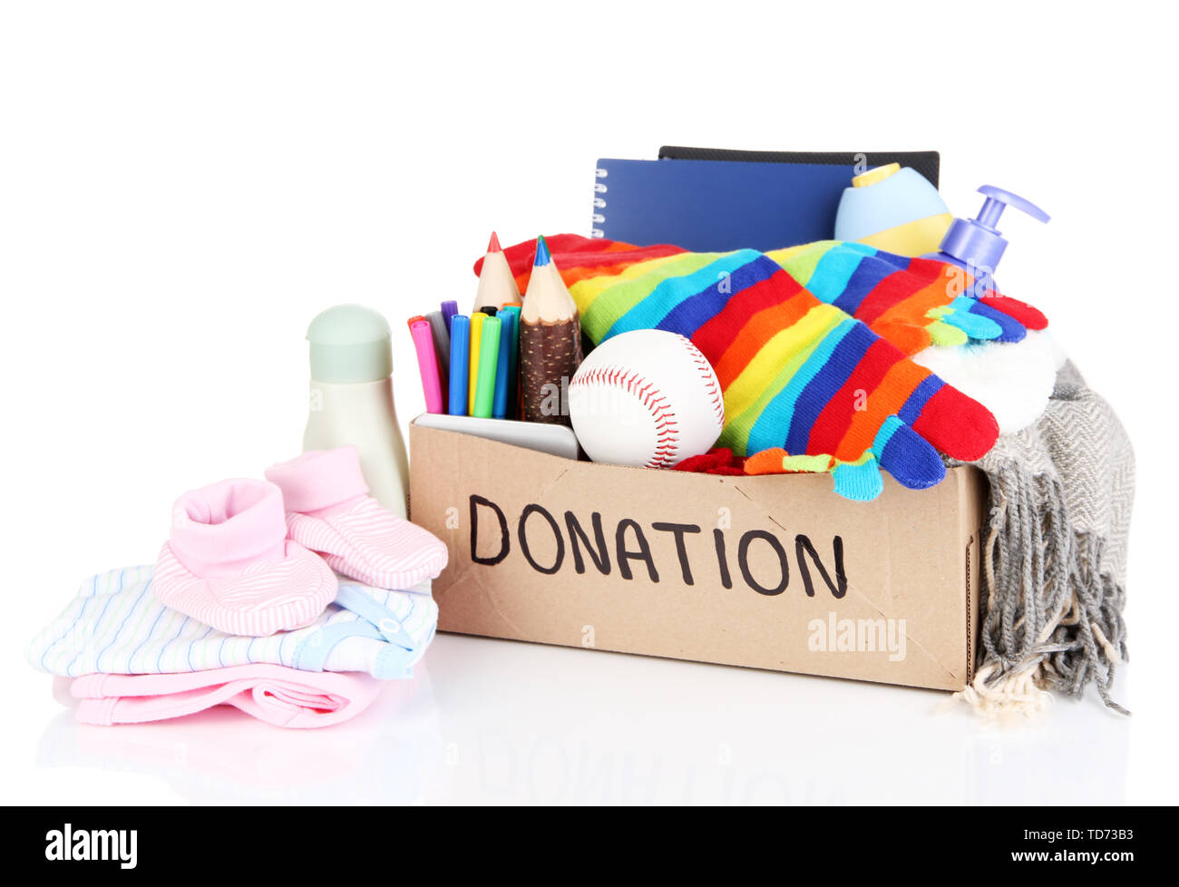 Donation box isolated on white Stock Photo - Alamy