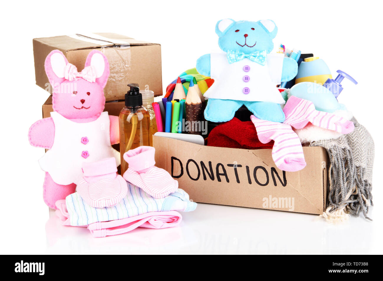 Donation box isolated on white Stock Photo - Alamy