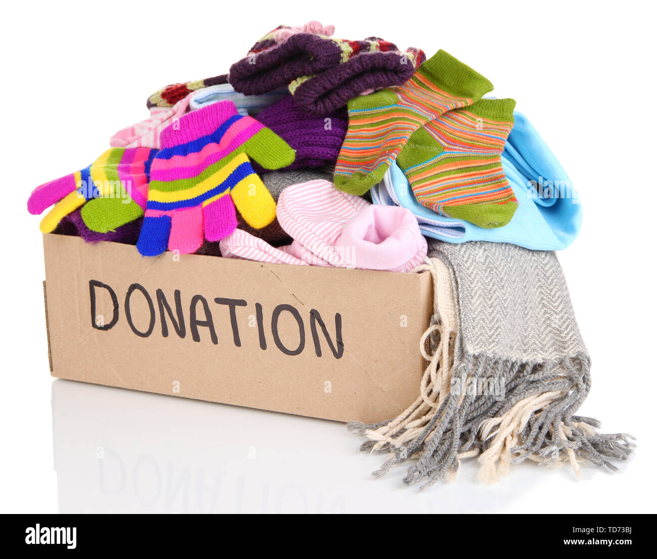Donation box isolated on white Stock Photo - Alamy