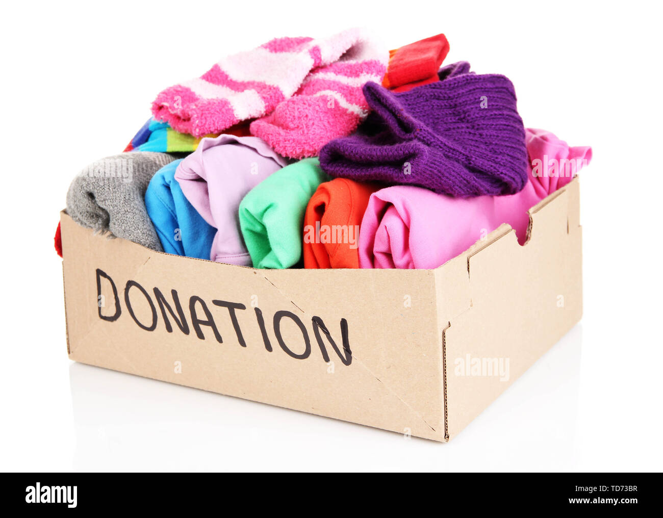 Donation box isolated on white Stock Photo - Alamy