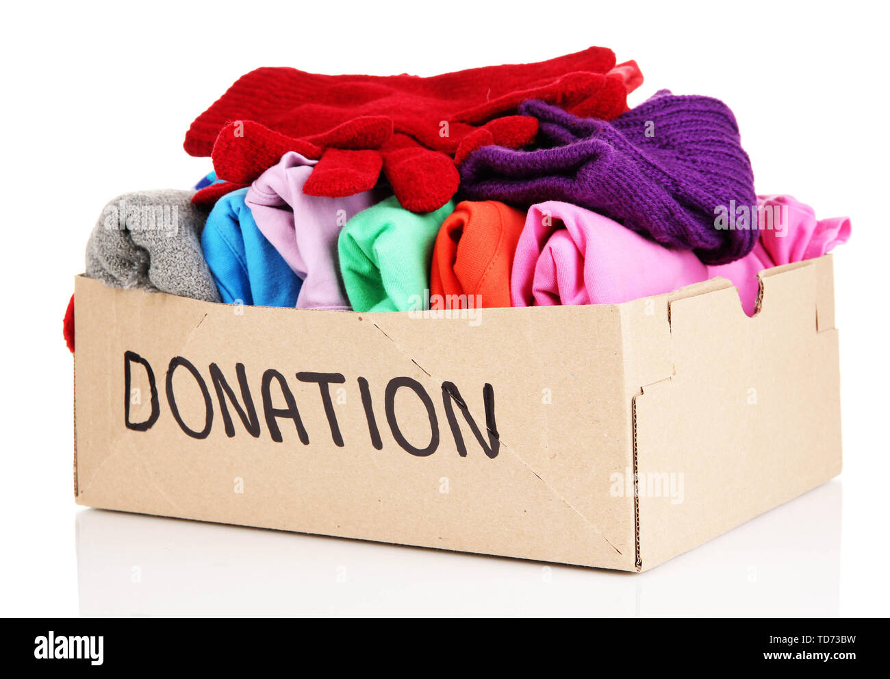 Donation box isolated on white Stock Photo - Alamy