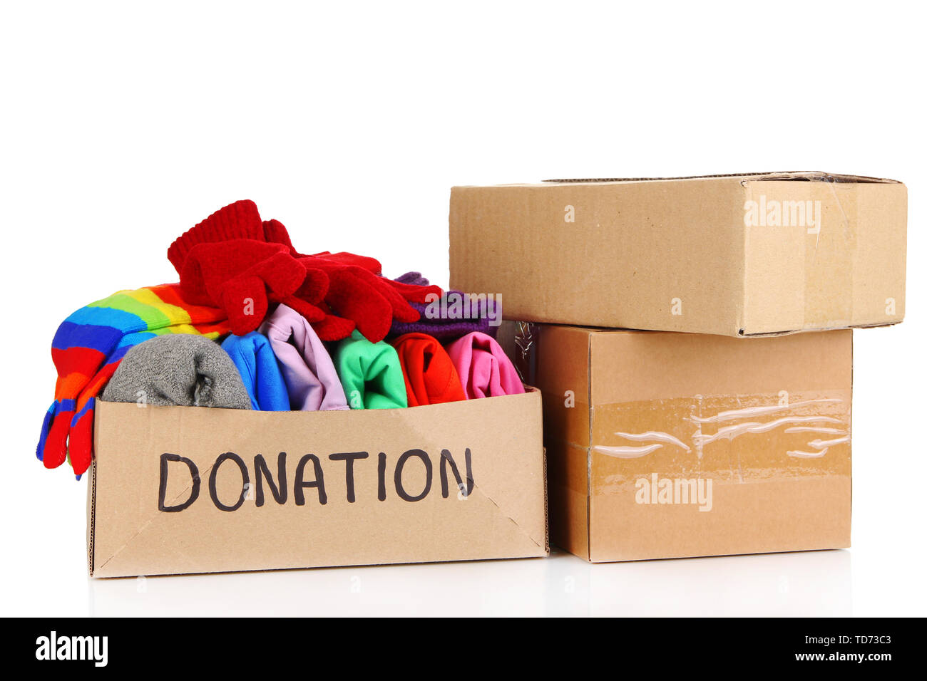 Donation box isolated on white Stock Photo - Alamy