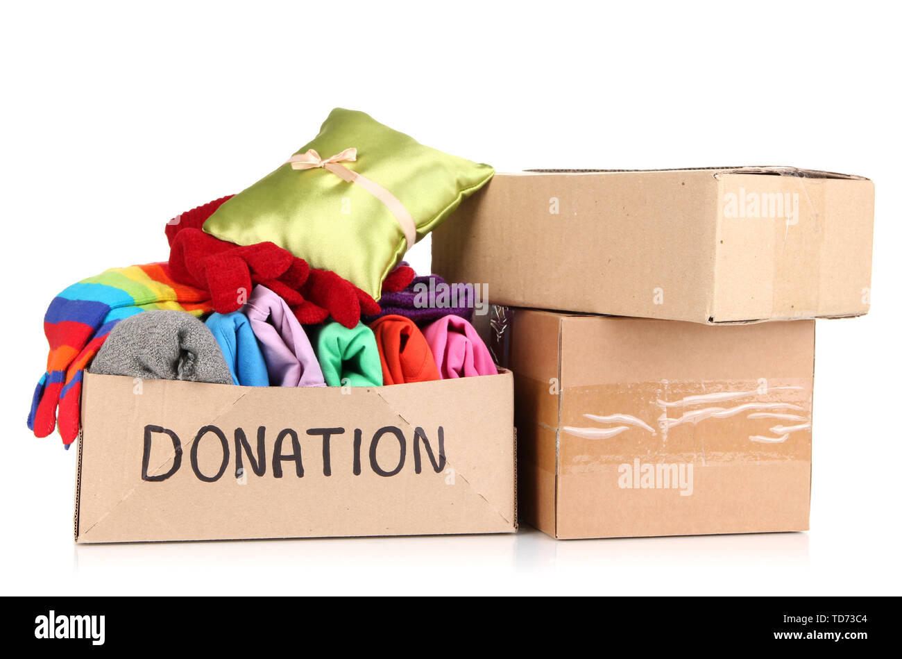 Donation box isolated on white Stock Photo - Alamy