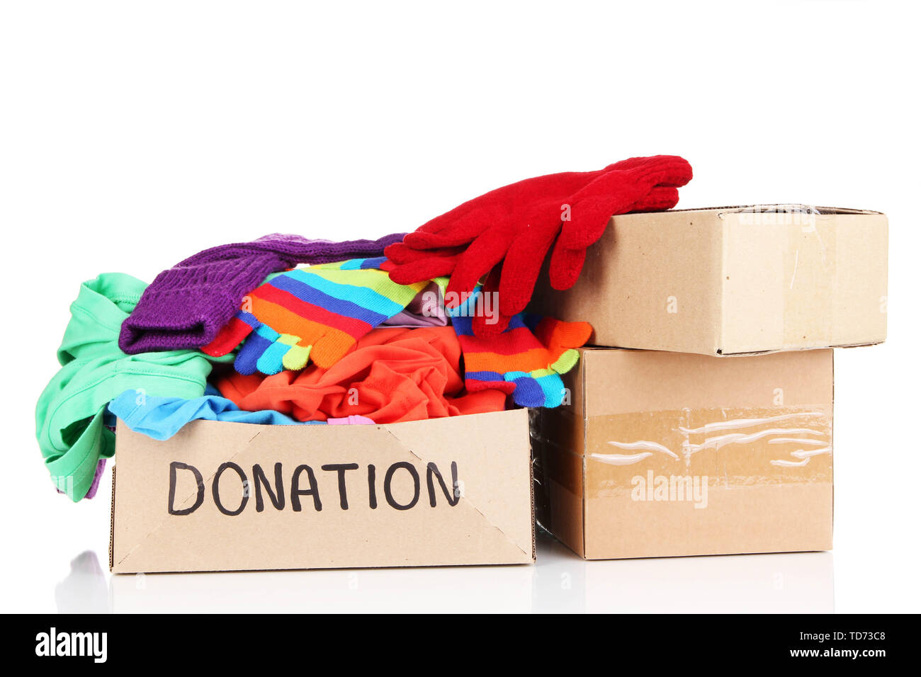 Donation box isolated on white Stock Photo - Alamy