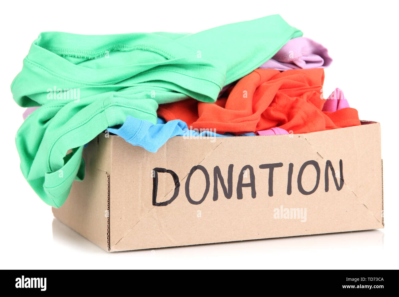 Donation box isolated on white Stock Photo - Alamy