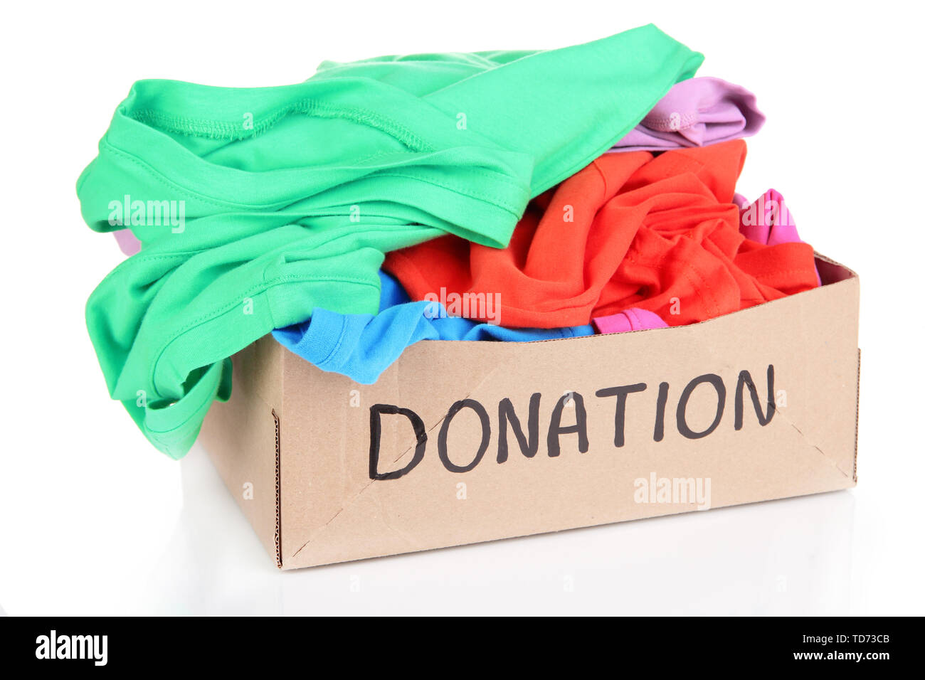 Donation box isolated on white Stock Photo - Alamy