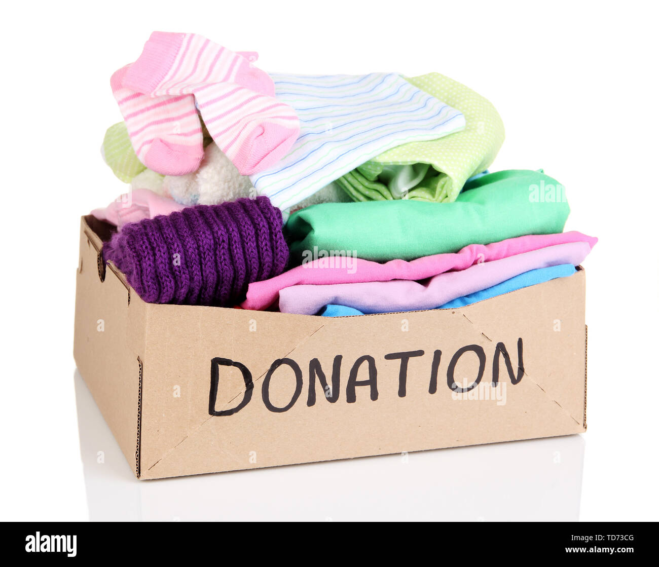 Donation box isolated on white Stock Photo - Alamy