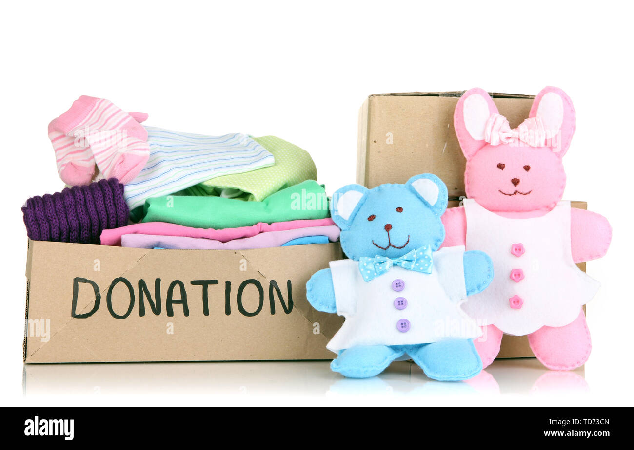 Donation box isolated on white Stock Photo - Alamy