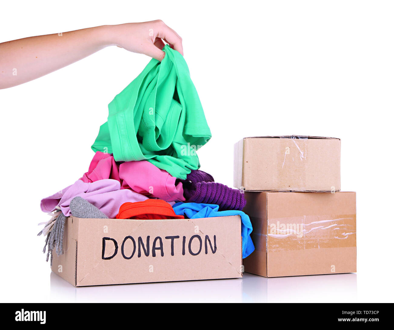 Donation box isolated on white Stock Photo - Alamy