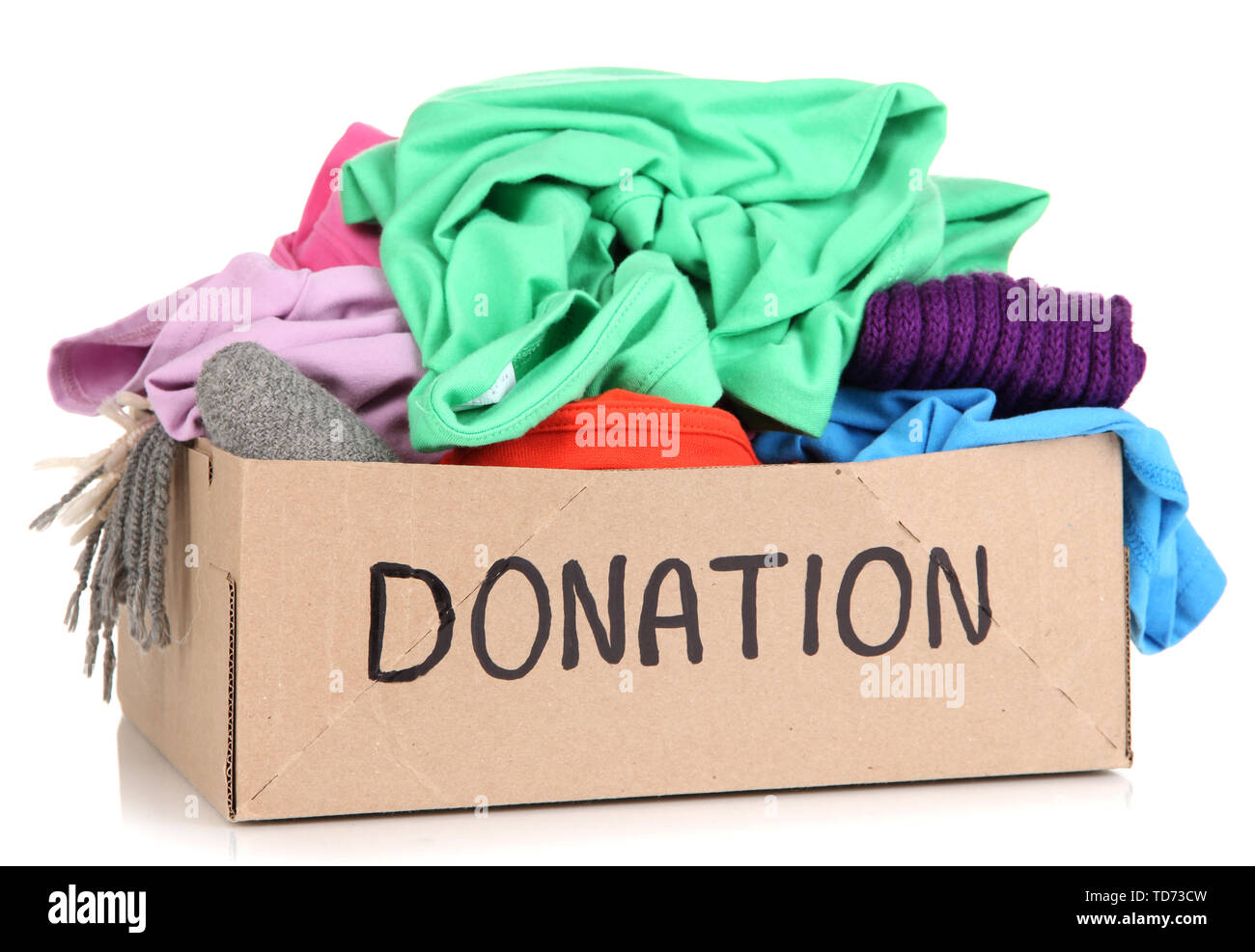 Donation box isolated on white Stock Photo - Alamy