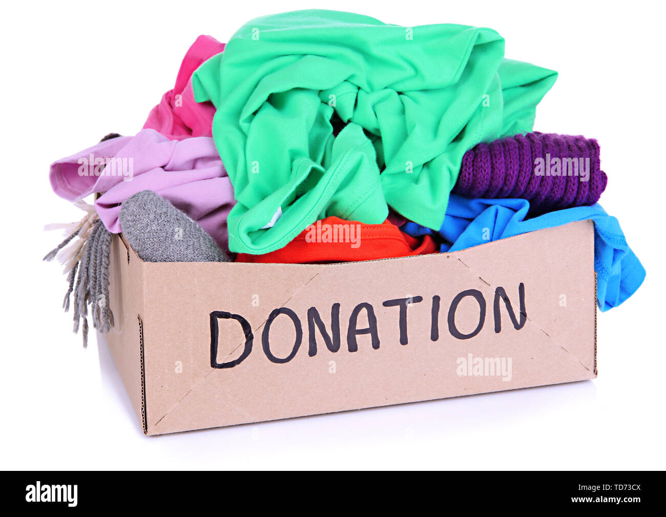Donation box isolated on white Stock Photo - Alamy