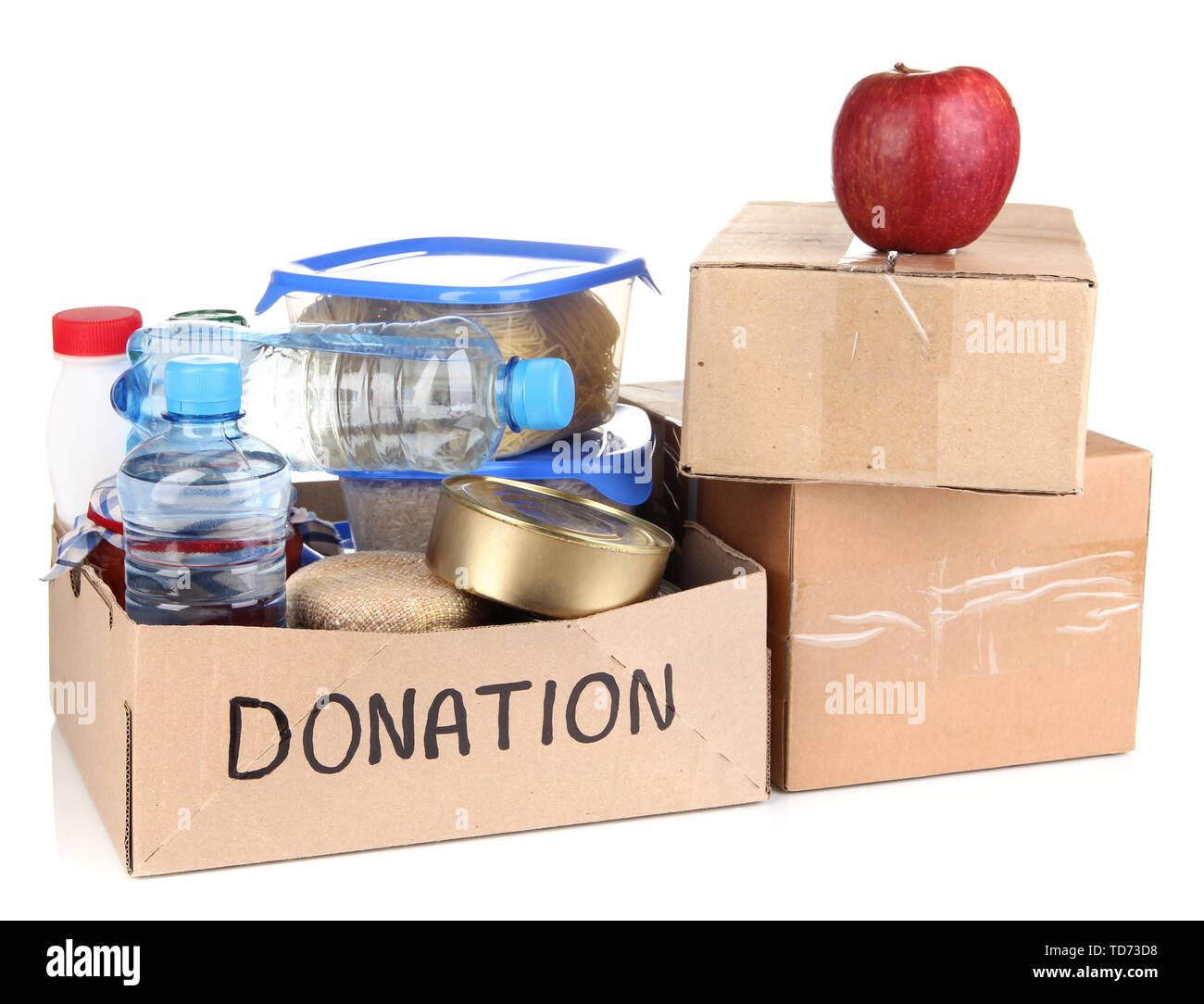 Donation box isolated on white Stock Photo - Alamy