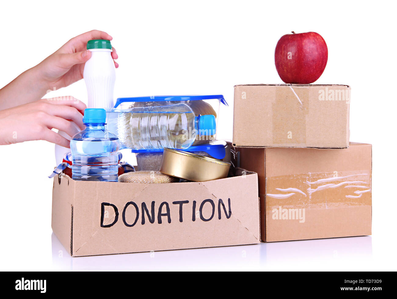 Donation box isolated on white Stock Photo - Alamy