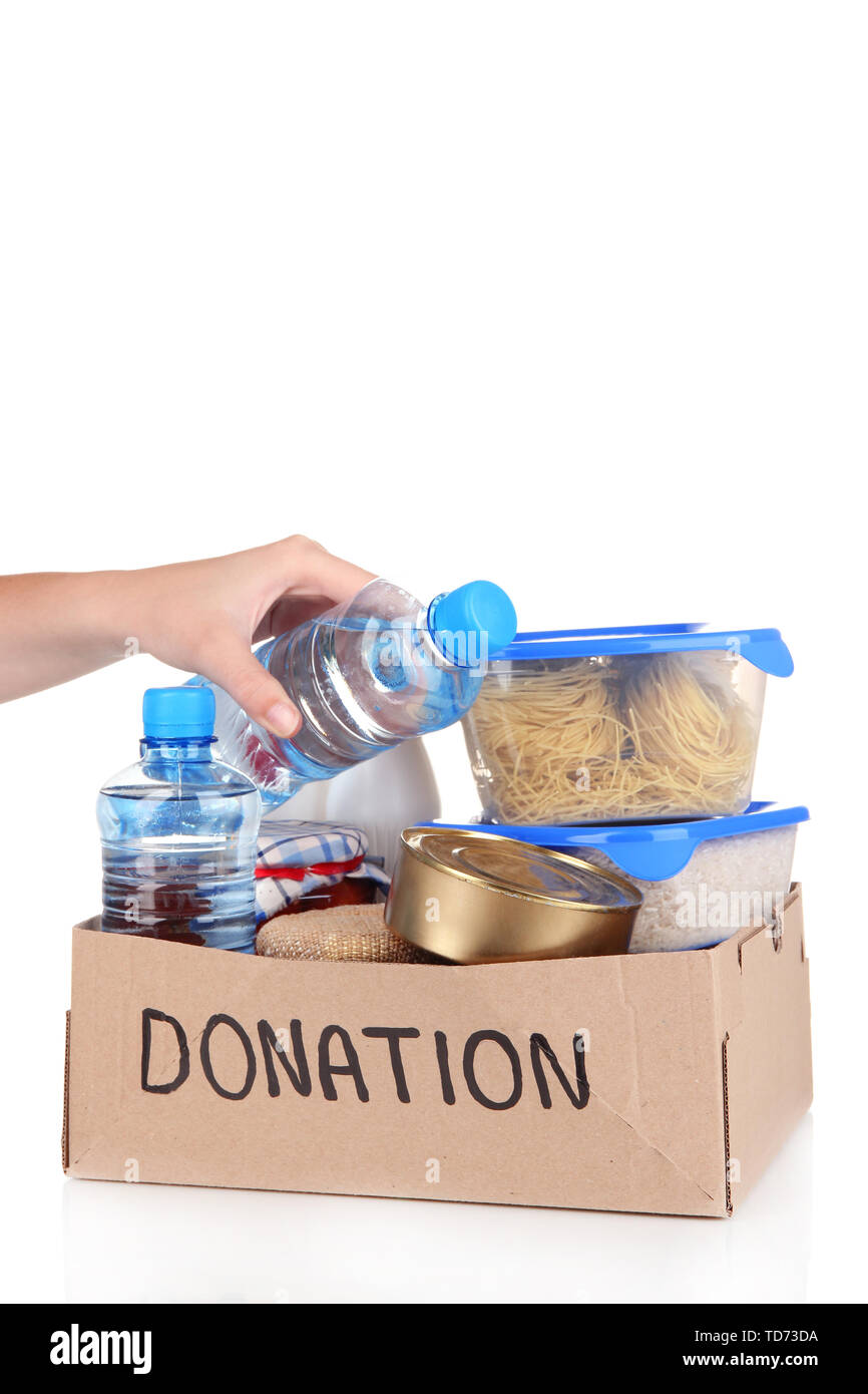 Donation box isolated on white Stock Photo - Alamy