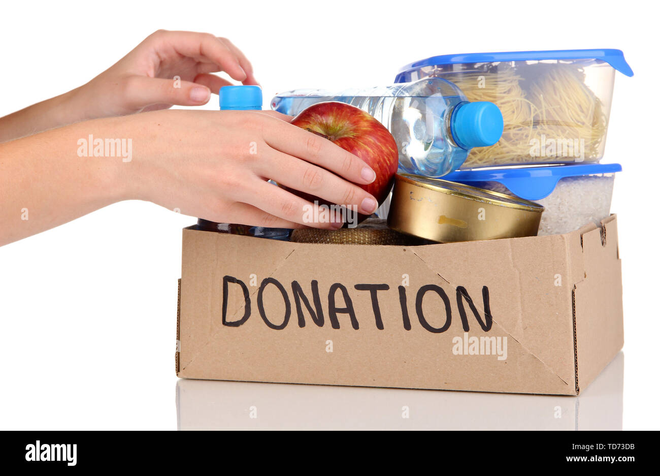 Donation box isolated on white Stock Photo - Alamy