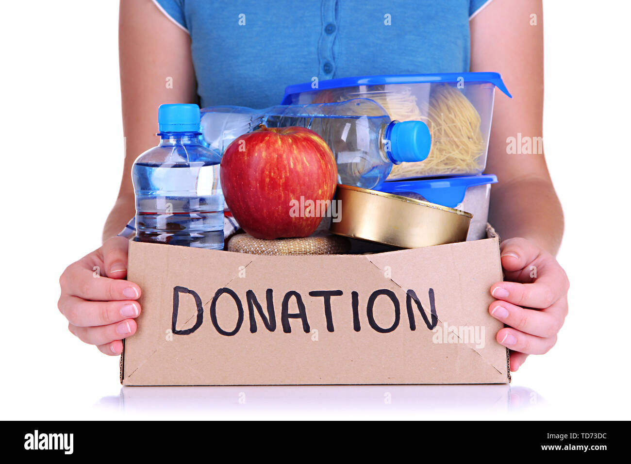Donation box isolated on white Stock Photo - Alamy