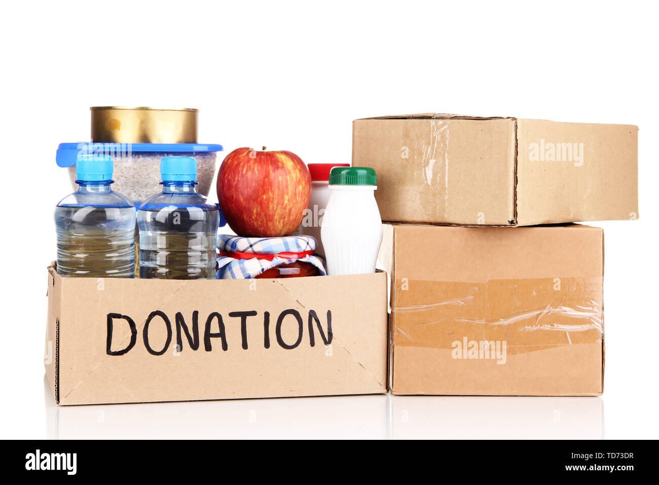 Donation box isolated on white Stock Photo - Alamy