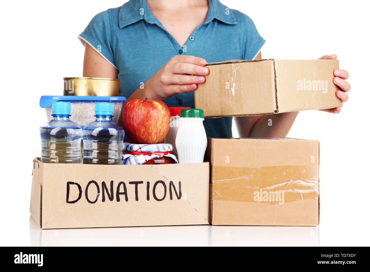 Donation box isolated on white Stock Photo - Alamy