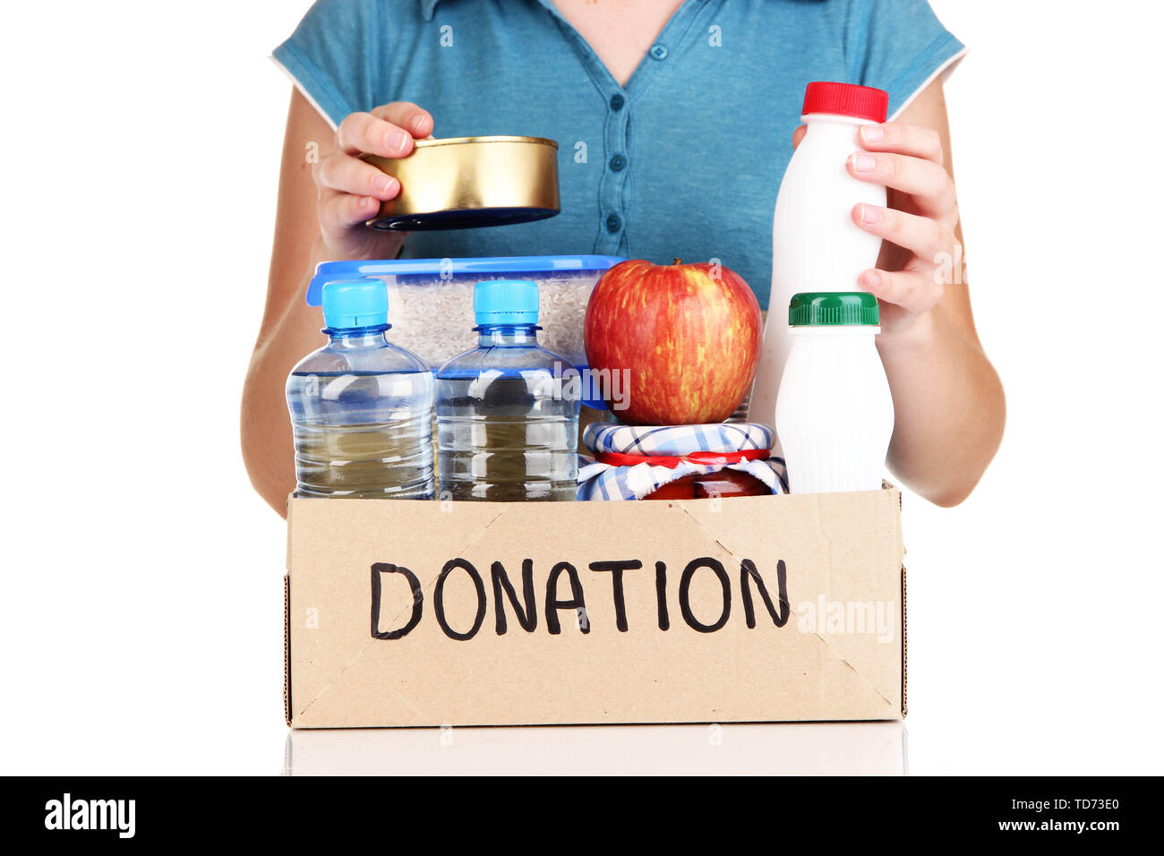 Donation box isolated on white Stock Photo - Alamy