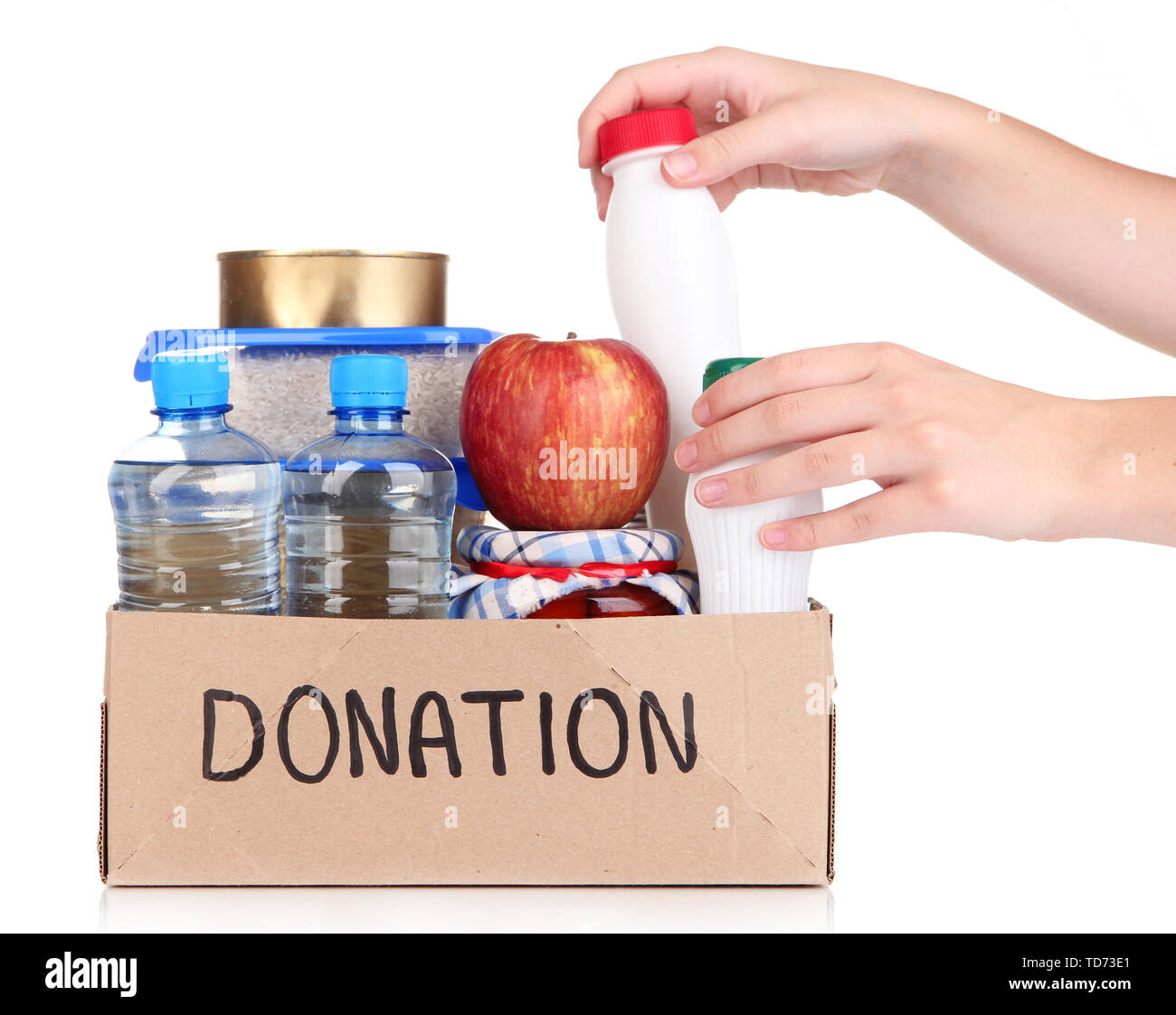 Donation box isolated on white Stock Photo - Alamy