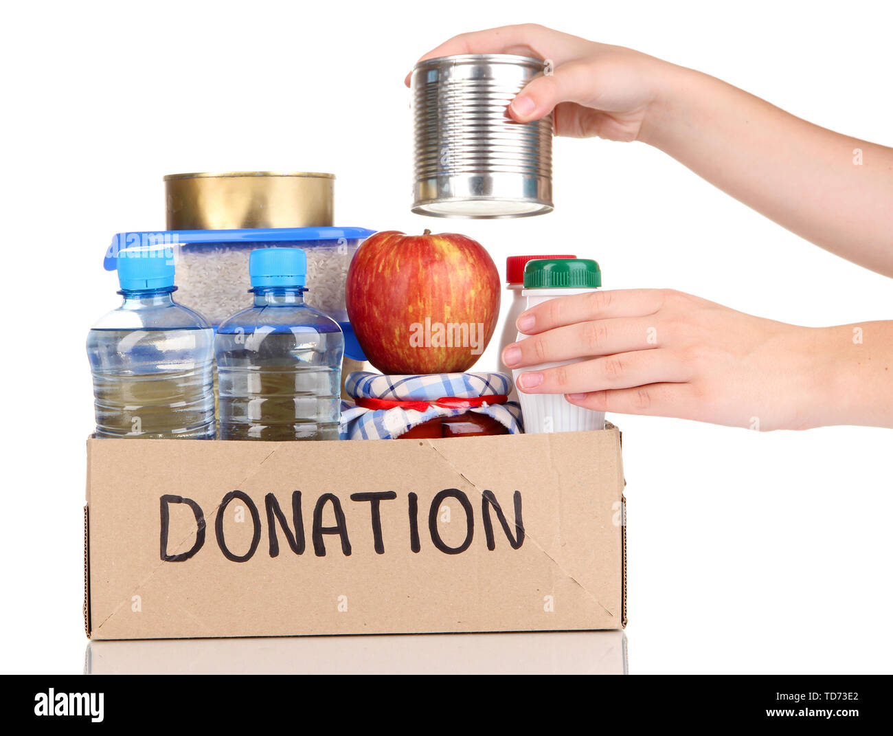Donation box isolated on white Stock Photo - Alamy