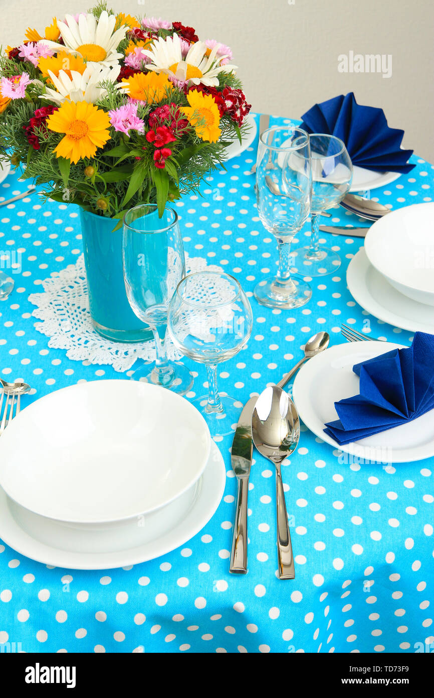 Beautiful table setting for breakfast Stock Photo - Alamy