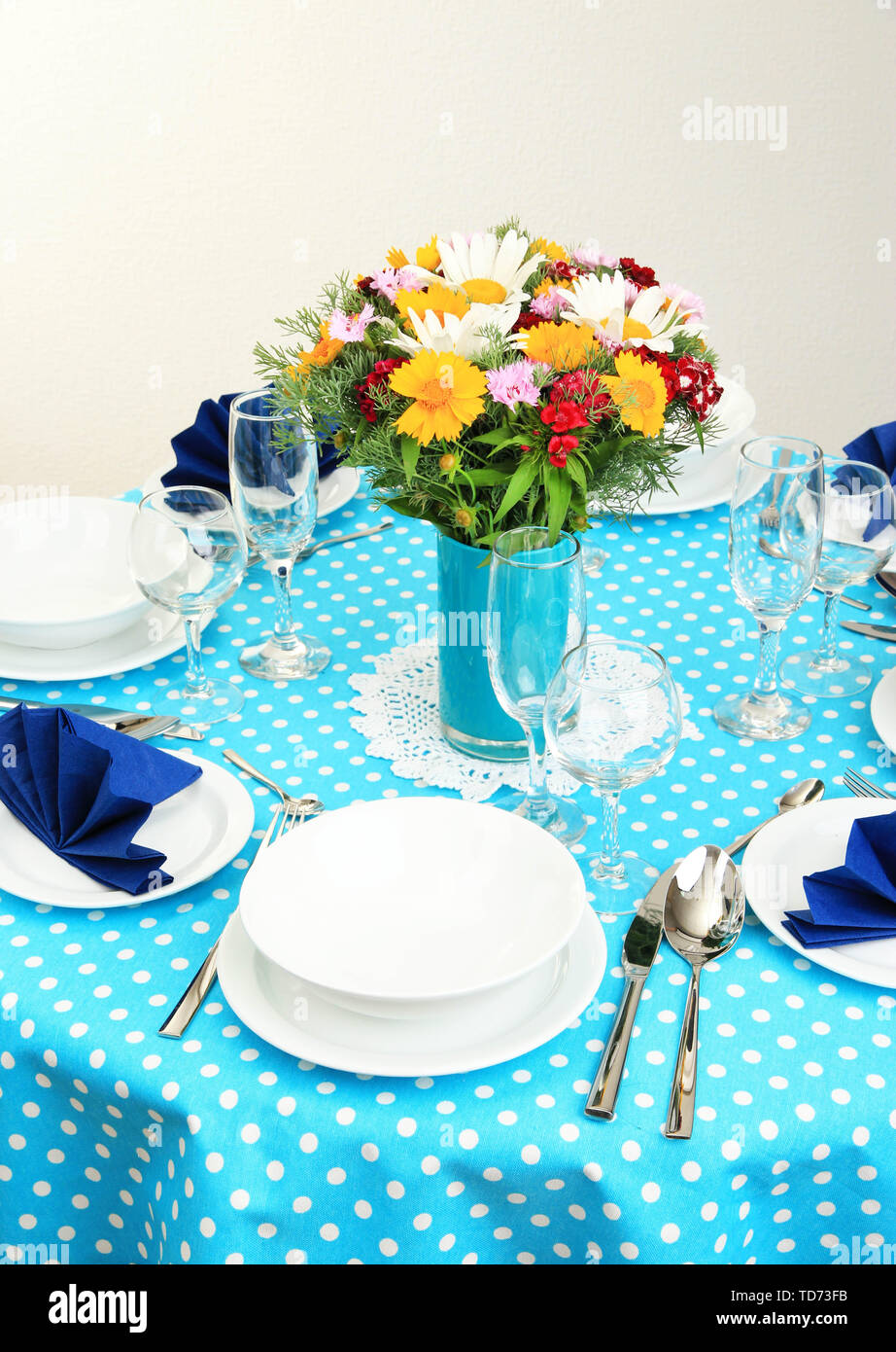 Beautiful table setting for breakfast Stock Photo - Alamy