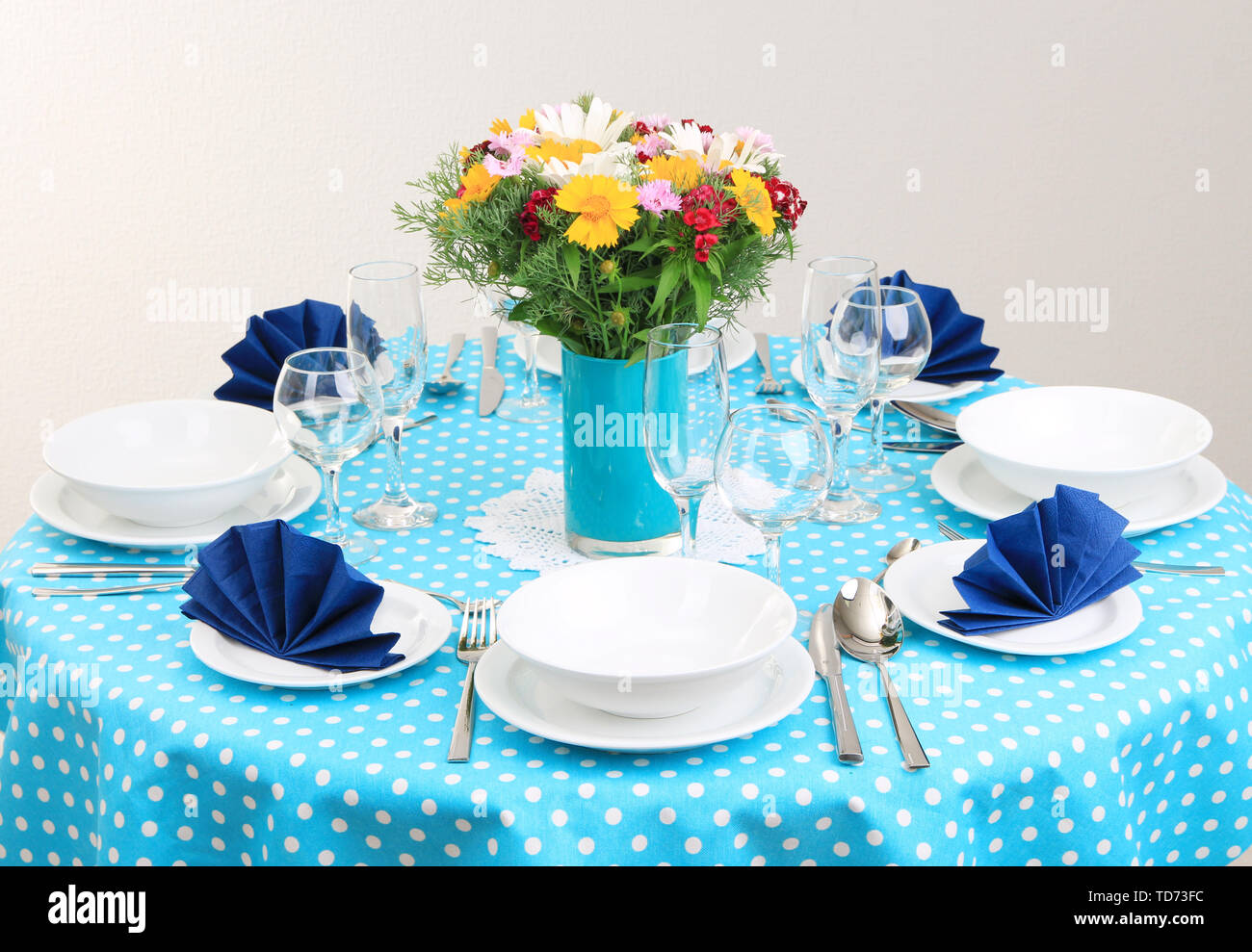 Beautiful table setting for breakfast Stock Photo - Alamy