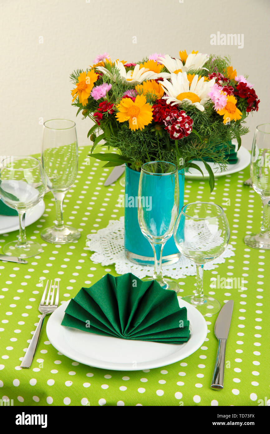 Beautiful table setting for breakfast Stock Photo - Alamy