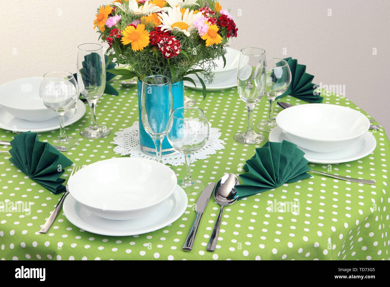 Beautiful table setting for breakfast Stock Photo - Alamy