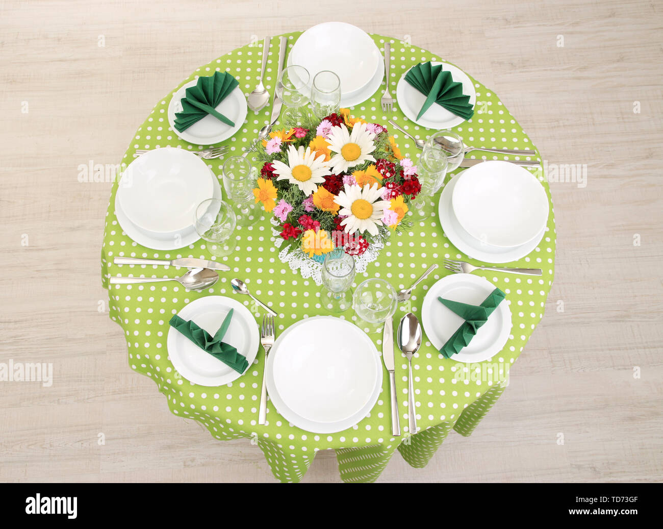 Beautiful table setting for breakfast Stock Photo - Alamy
