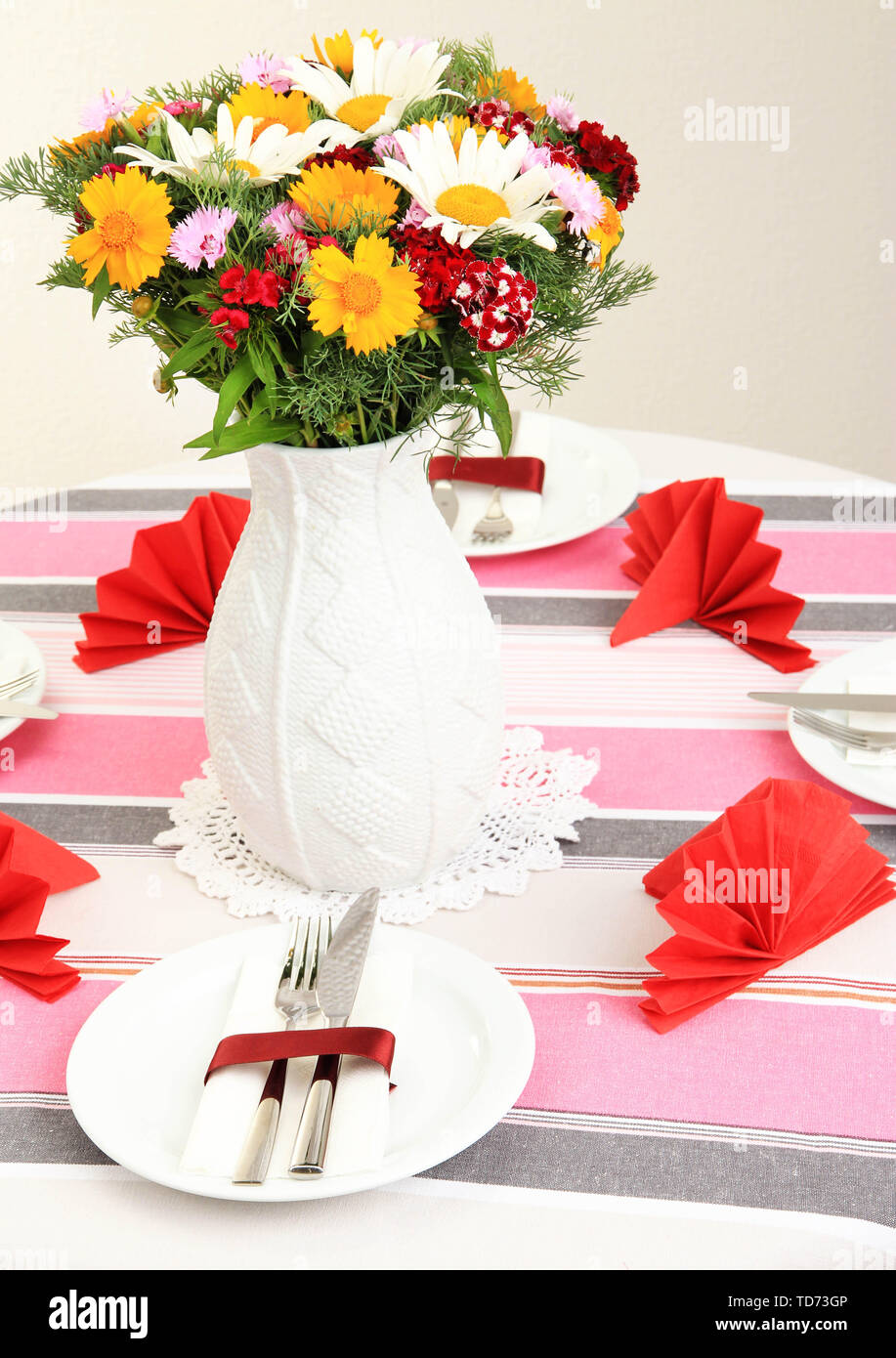 Beautiful table setting for breakfast Stock Photo - Alamy
