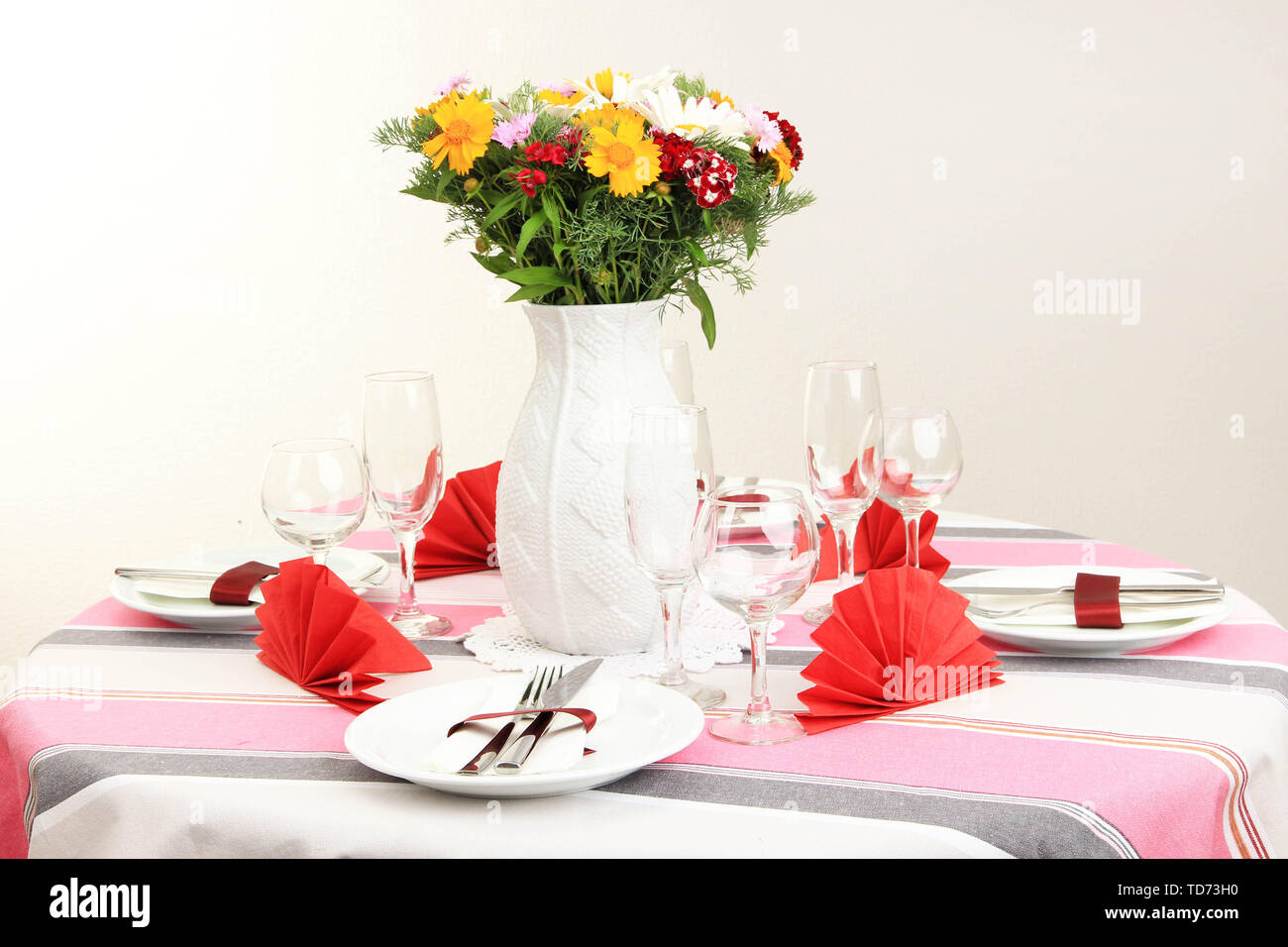 Beautiful table setting for breakfast Stock Photo - Alamy