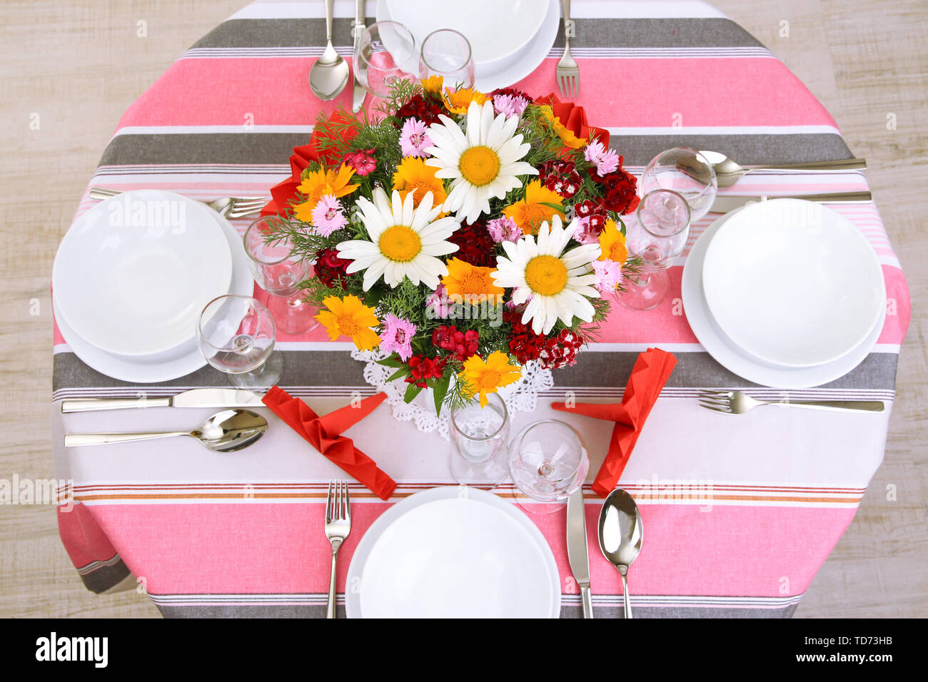 Beautiful table setting for breakfast Stock Photo - Alamy