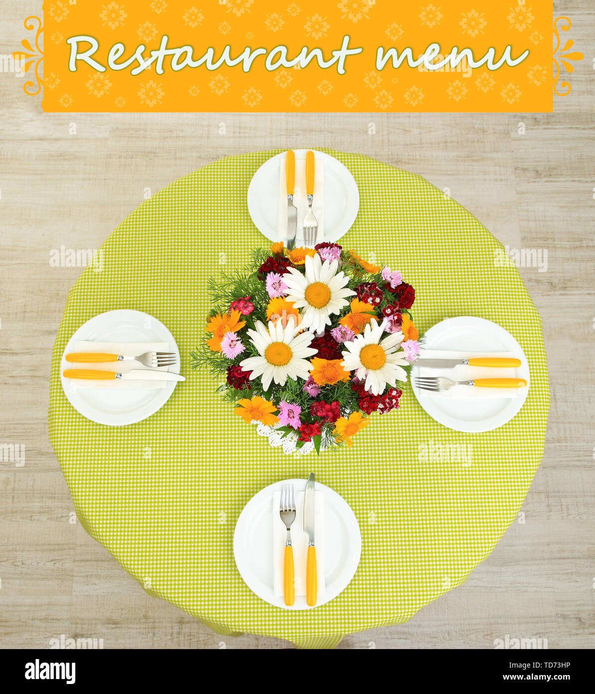 Beautiful table setting for breakfast Stock Photo - Alamy