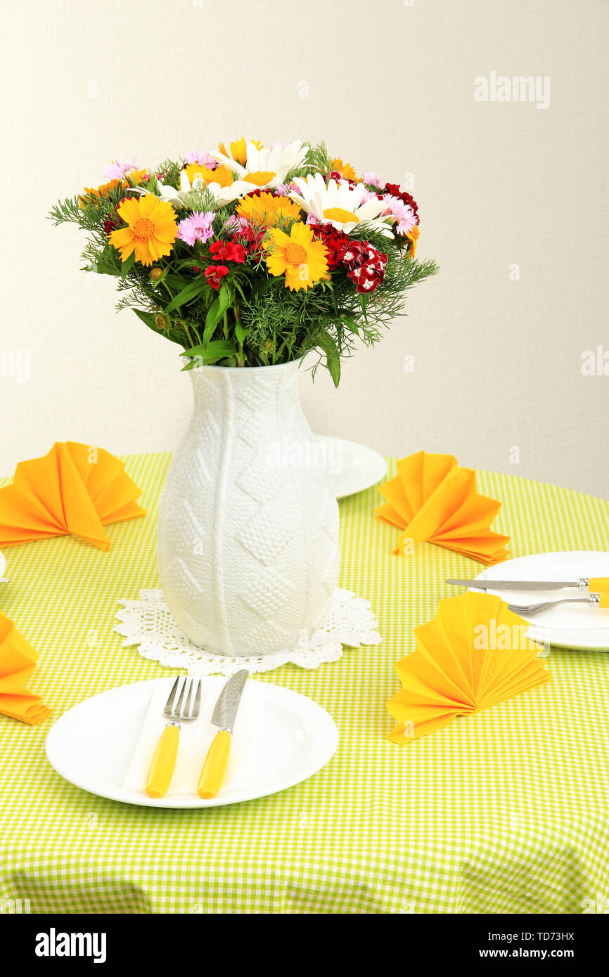 Beautiful table setting for breakfast Stock Photo - Alamy