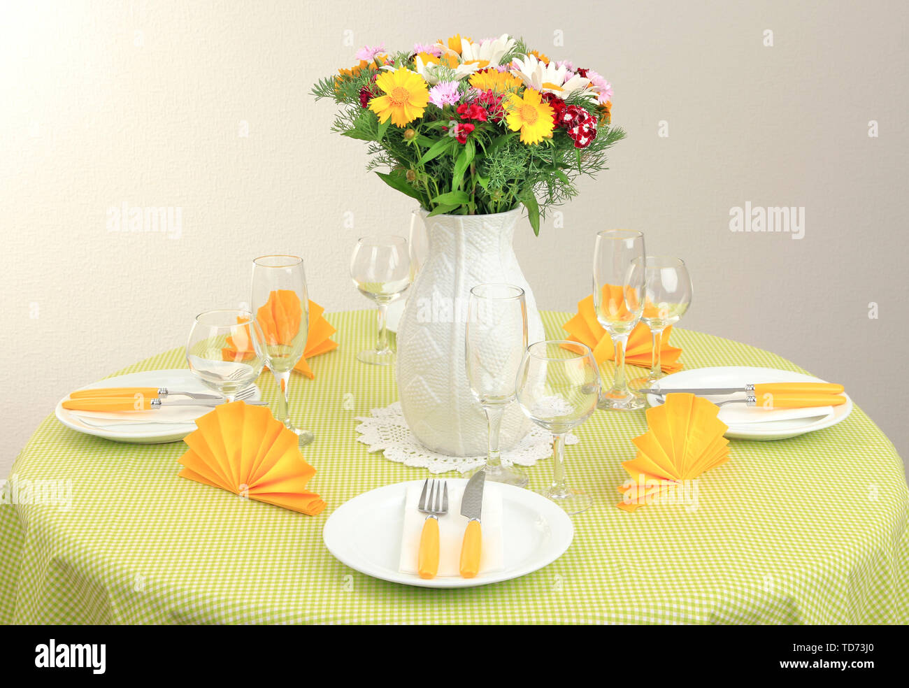 Beautiful table setting for breakfast Stock Photo - Alamy