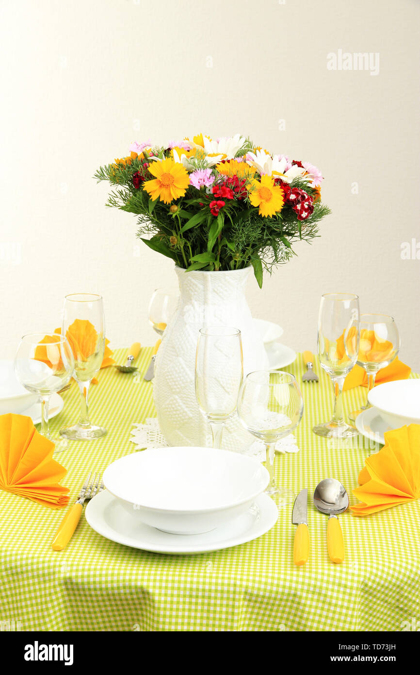 Beautiful table setting for breakfast Stock Photo - Alamy