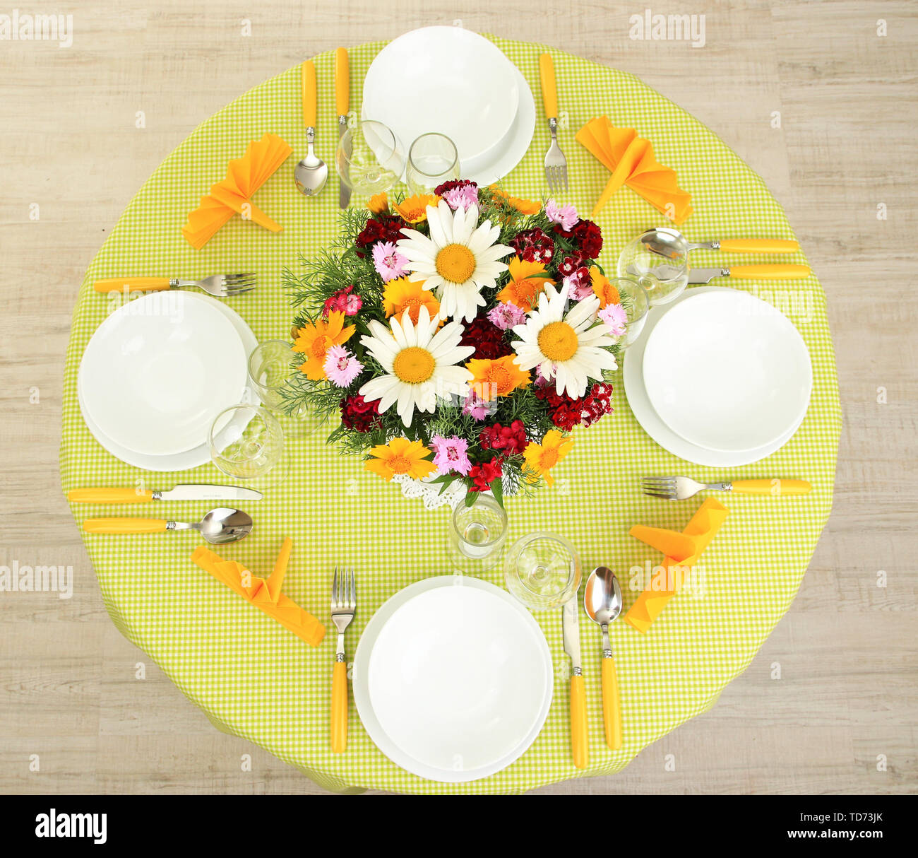 Beautiful table setting for breakfast Stock Photo - Alamy